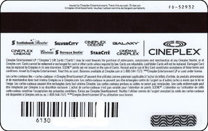 Gift Card: Legs (Cineplex, Canada(Cineplex) Col:Ca-CIN-071-FD52932