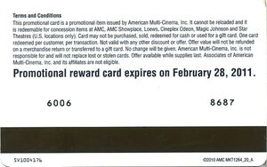 Gift Card: Concession Card (AMC Theatres, United States of America ...