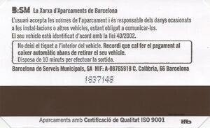 Ticket de transporte: BSM - Ajuntament de Barcelona (Aparcaments BSM Barcelona, España(BSM) Col ...