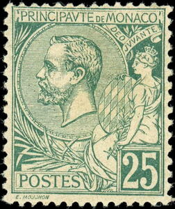 Stamp: Prince Albert I (1848-1922); allegorical figure (Monaco(Prince ...