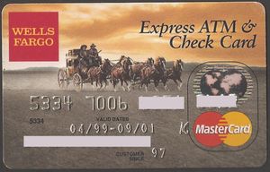 Bank Card: WELLS FARGO Check Card MC (Wells Fargo, United States of ...