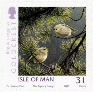 Stamp: Goldcrest (Regulus regulus) (Isle of Man(Manx Birds) Mi:IM 1288 ...