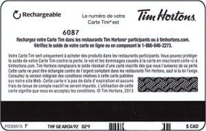 Gift Card: TimCard Quickpay (Tulips) (F) (Tim Hortons-Coldstone ...