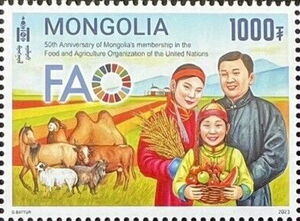 Stamp: FAO in Mongolia, 50 Years (MongoliaSn:MN 3050,Yt:MN 3245,Col:MN ...