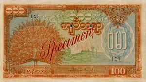 Banknote: 100 Kyats (Burma (Myanmar)(1944 ND Issue) Wor:P-21s.1