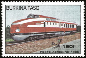 Stamp: Express Railcar (Burkina Faso(Railway Locomotives) Mi:BF 1047,Sn ...