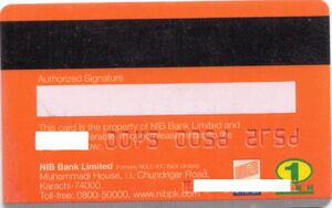 Bank Card: Atm (NIB Bank Limited, PakistanCol:PK-GM-0032