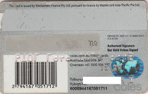 Bank Card: Coles (Wesfarmers Finance Pty Ltd, AustraliaCol:AU-MC-0043