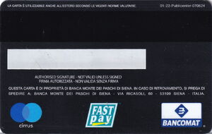 Bank Card: Mondo Card (Banca Monte dei Paschi di Siena, ItalyCol:IT-MS ...