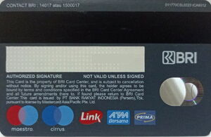 은행 카드: Debit BRI Britama (BRI (Indonesia), 인도네시아Col:ID-MC-0103.02