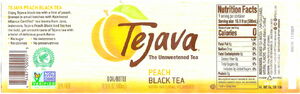 Drink Label: Tejava Peach Unsweetened Black Tea (Crystal Geyser Water ...