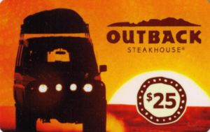 Gift Card: Car 3 - $25 (Outback Steakhouse, United States of America ...