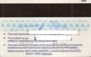 Cartões de bancos: BCA Card (Bank Central Asia, IndonésiaCol:ID-GM-0172