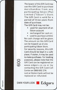 Gift Card: Look (Edgars, South Africa(Edgars) Col:ZA-EDG-108 💳