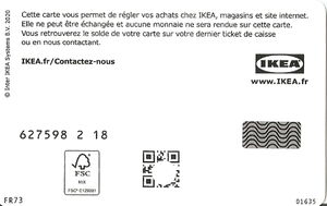 Gift Card: Ikea (Ikea, France(Ikea) Col:FR-Ikea-087-20