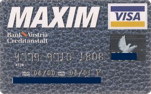 Bank Card: MAXIM (Bank Austria Creditanstalt, Czech Republic) Col:CZ-VI ...