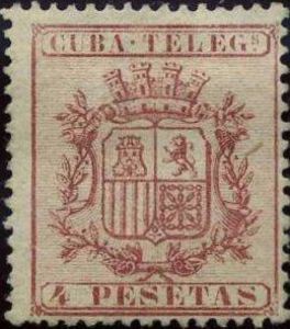 Stamp: Coat of arms of Spain (Cuba(Telegraphs - Coat of arms) Yt:CU ...