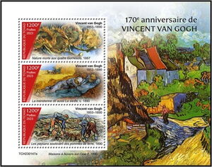 Stamp: 170th Anniversary of the Birth of Vincent van Gogh (Chad(Vincent ...