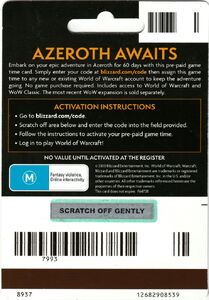 Gift Card: World of Warcraft (60 day) (Blizzard, Australia ...
