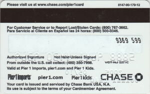 Bank Card: Pier 1 imports (Chase Bank USA, N.A., United States of ...