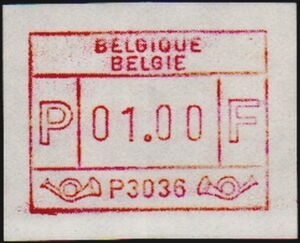 Stamp: With identification number - Ath - P3036 - Type I (Belgium(ATM ...