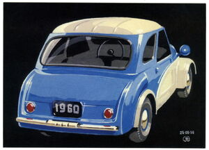 Postcard: Design proposal for NAMI-SMZ-C5 car, 1958 (Russia(- Pages of ...