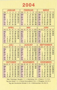 Pocket Calendar: Sofort Bargeld & Abmeldung (Germany, Federal Republic ...
