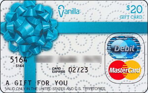 Gift Card: Blue bow (MasterCard, United States of America(Vanilla) Col ...
