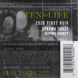 Ten To Life Pinot Noir 2020