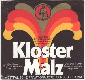 Drink Label: Kloster Malz (Brauerei Isenbeck, Hamm, Germany, Federal ...