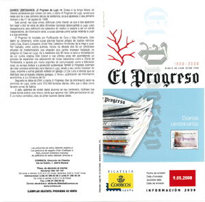 Producto Filatélico: El Progreso de Lugo Newspaper (España(Centenary ...