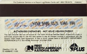 Bank Card: Visa (First North American National Bank, United States of ...