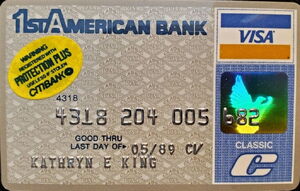 Bank Card: Visa Classic (First American Bank of Maryland, United States ...