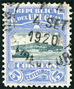 Stamp: Harbour of Montevideo and Cerro Montain (Uruguay(Harbour of ...
