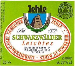 Drink Label: Jehle Schwarzwälder Liechtes (Brauerei Gebr. Jehle ...