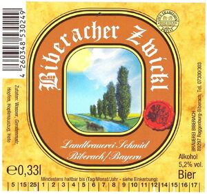 Drink Label: Biberacher Zwickl (Landbrauerei Schmid, Germany, Federal ...