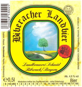 Drink Label: Biberacher Landbier (Landbrauerei Schmid, Germany, Federal ...
