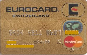 Tarjeta de Banco: EUROCARD - SWITZERLAND (EUROCARD, SuizaCol:CH-MC-0012