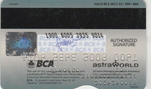 Bank Card: Astra World (Bank Central Asia, IndonesiaCol:ID-GM-0187