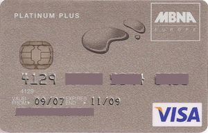 Bank Card: MBNA Europe platinum plus (MBNA Europe Bank, United Kingdom ...