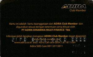 Bank Card: Adira Club Member (Adira Finance, IndonesiaCol:ID-GM-0196 💳