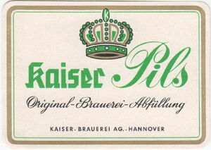 Drink Label: Kaiser Pils (Kaiser Brauerei, Hannover, Germany, Federal ...
