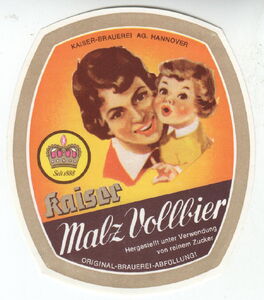 Drink Label: Kaiser Malz-Volbier (Kaiser Brauerei, Hannover, Germany ...