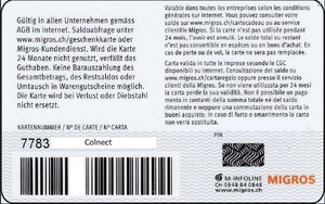 Tarjeta Regalo: Cash Card (Migros, Suiza(Cash Card) Col:CH-MIG-0114d