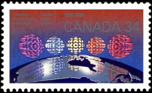 Stamp: Canadian Broadcasting Corporation - Map and CBC Logo (CanadaSn ...