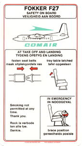 Safety Card: Fokker F27 (Comair, South AfricaCol:CAW-CO-ZA-0003