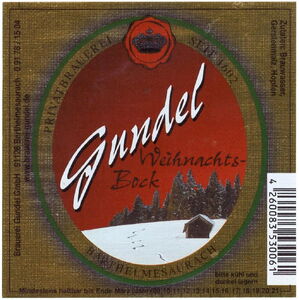 Drink Label: Gundel Weihnachtsbock (Brauerei Gundel, Barthelmesaurach ...