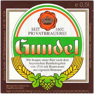 Drink Label: Gundel (Brauerei Gundel, Barthelmesaurach, Germany ...