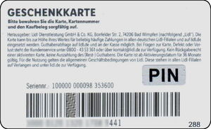 Gift Card: Geschenkkarte (Lidl, Germany, Federal Republic(Lidl) Col:D ...