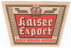 Drink Label: Kaiser Export (Kaiser Brauerei, Hannover, Germany, Federal ...